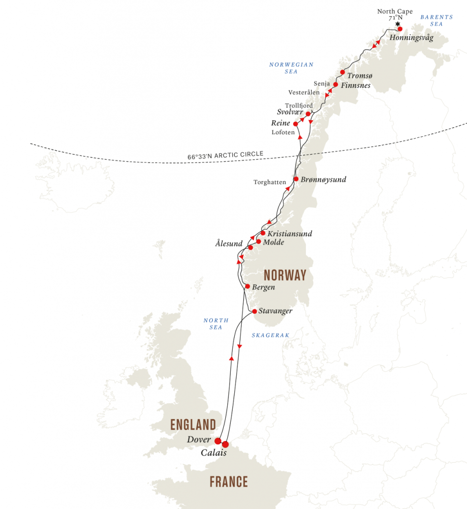 Hurtigruten-Northern Lights and Fjords Expedition-Map | Scenic Travel